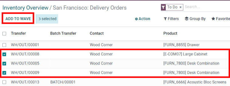 Process wave transfers — Odoo 17.0 documentation